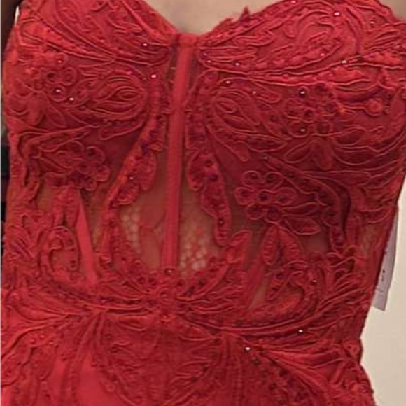 Dresses | Red Corset Top Prom Dress | Poshmark